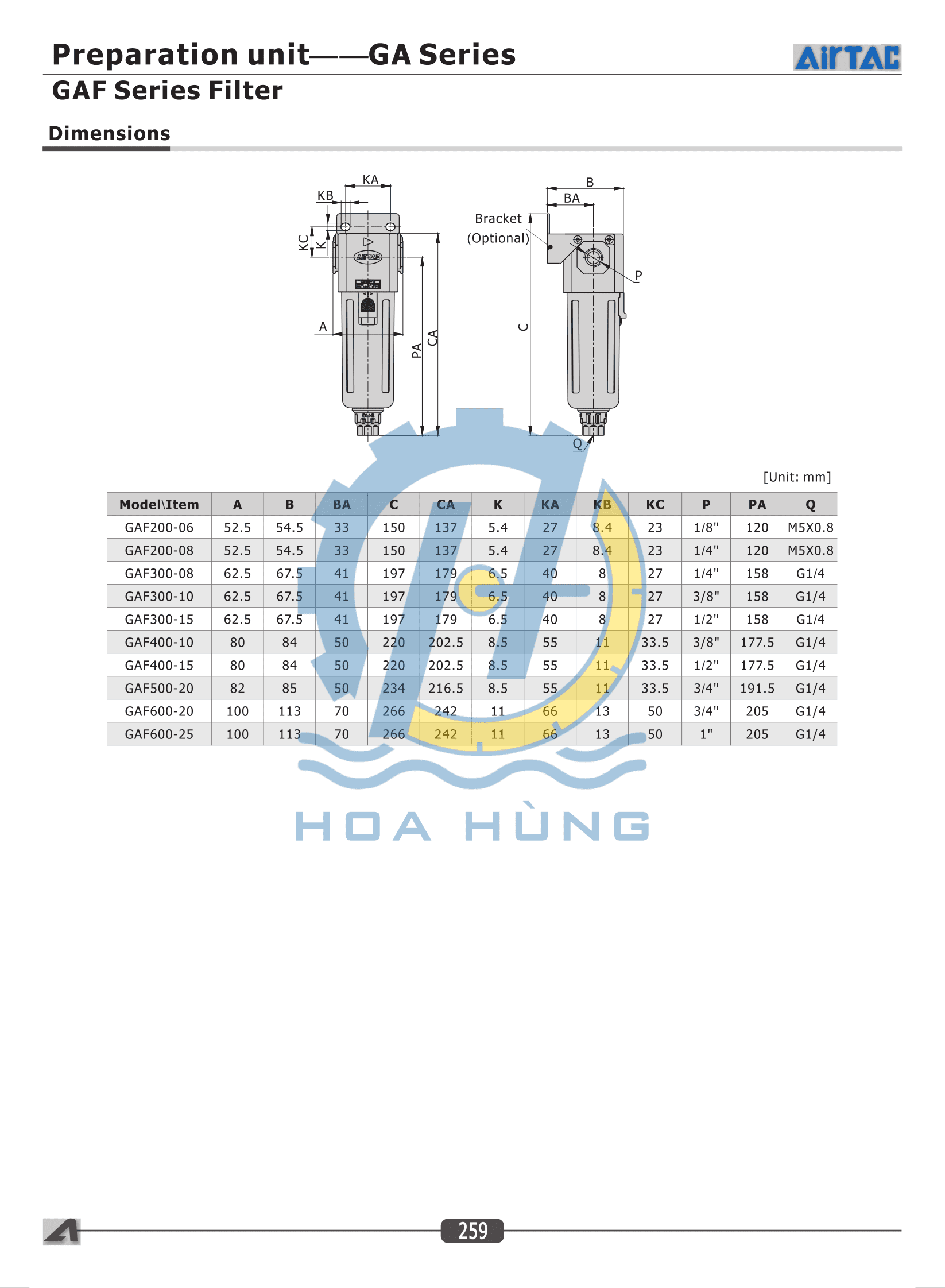 Bộ lọc hơi GAF Series AIRTAC